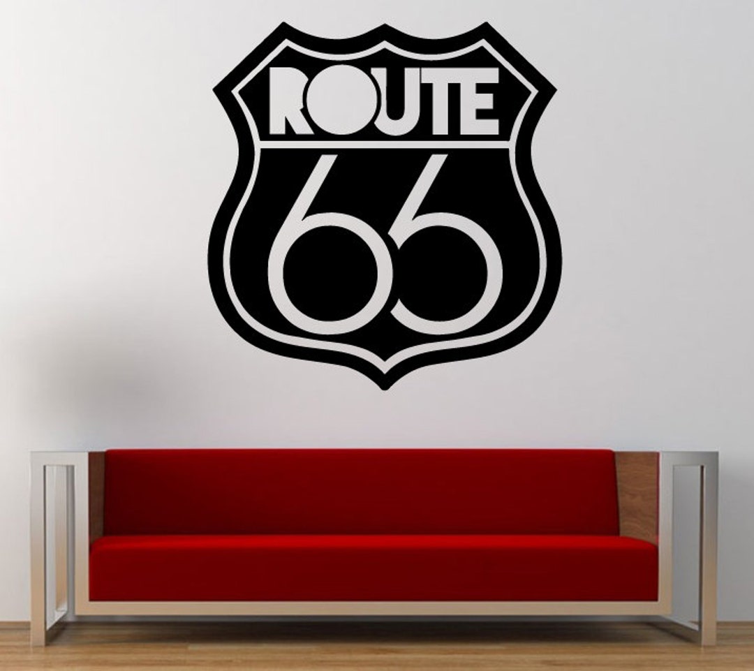 Route 66 Road Sign Wall Graphic Decal Sticker Vinyl Mural Leaving ...