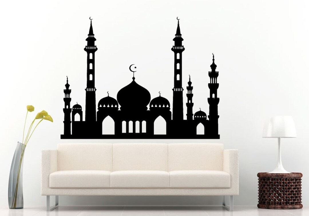 Islamic Skyline With Mosque Star and Crescent Moon Wall Decal Vinyl ...