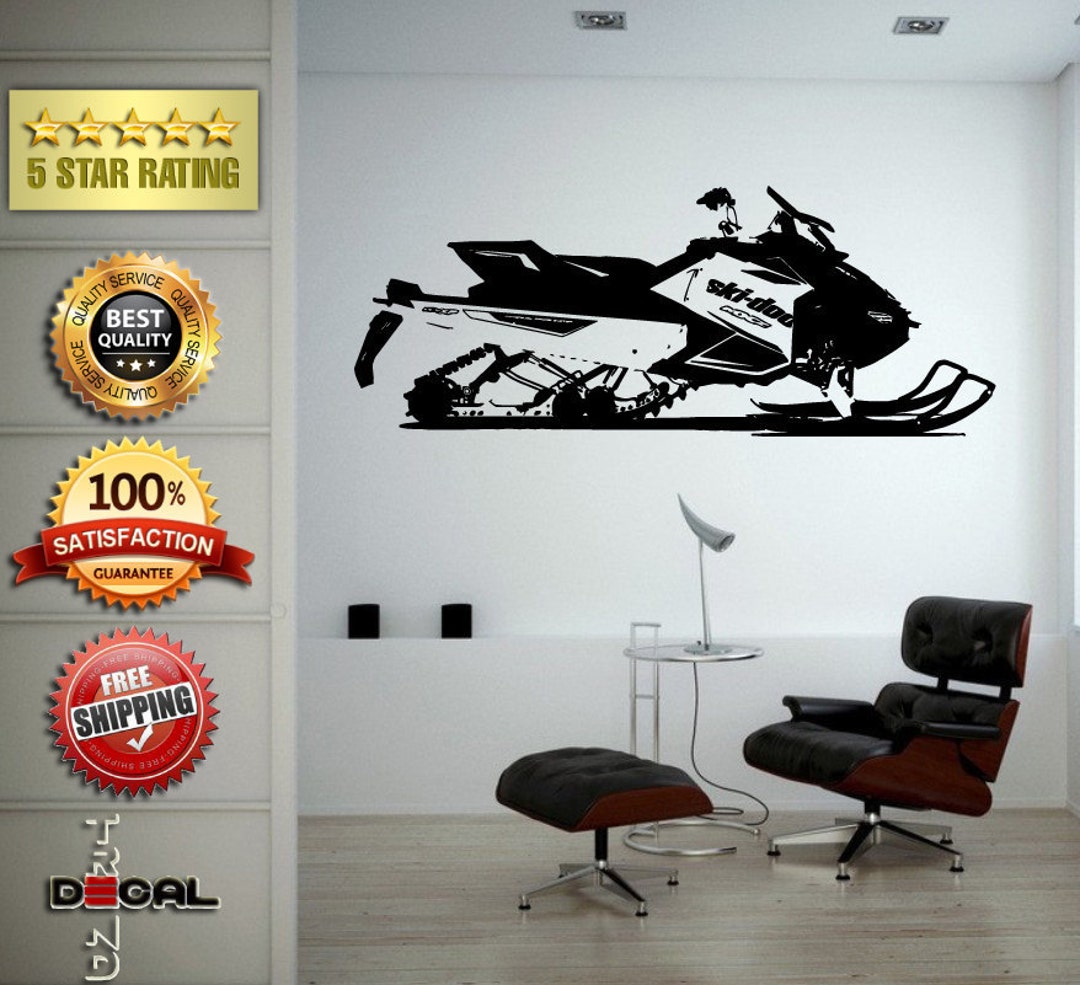 Ski Snowmobile Wall Vinyl Sticker Mural Room Decor L1782 - Etsy