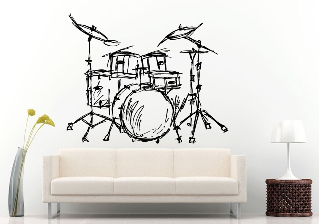 Music Musical Instruments Drums Drum Set Wall Decal Vinyl Sticker Mural ...