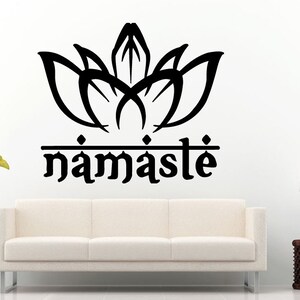 Namaste Lotus Flower Yoga Room Studio Wall Decal Vinyl Sticker Mural ...