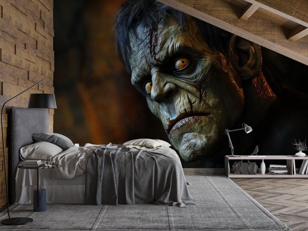 Frankenstein Monster Wallpaper – 3D Halloween Wall Mural With Scary ...