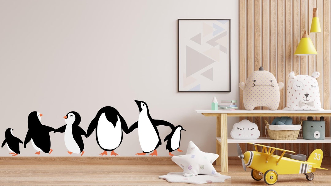 Penguins Wall Decal Penguins Set Wall Art Animals Wall Vinyl Stickers ...