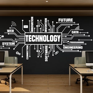 Technology Vinyl Wall Art Decal, Circuit Board Wall Decal, Office Wall ...