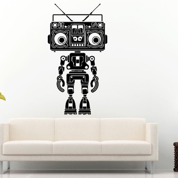 Robot Wall Decal - Etsy