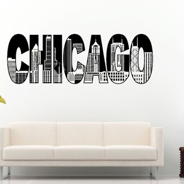 Chicago Skyline Wall Mural - Etsy