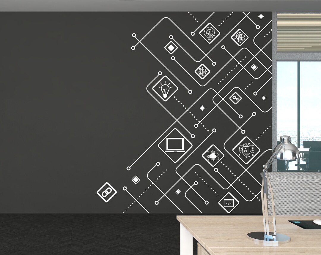 Circuit Board Wall Decal, Technology Vinyl Wall Art Decals, Company ...