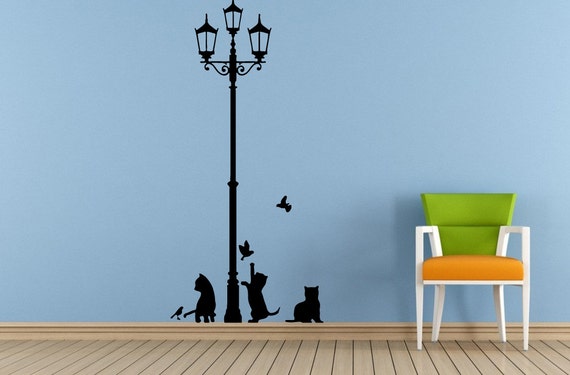 City Town Street Park Lamp Post Kitten Cats Old Antique | Etsy