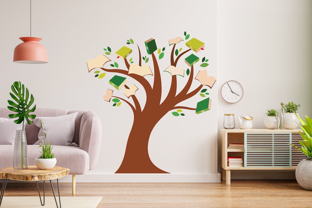 Library Tree Wall Art Decals, Library Wall Decal, Education Decals ...