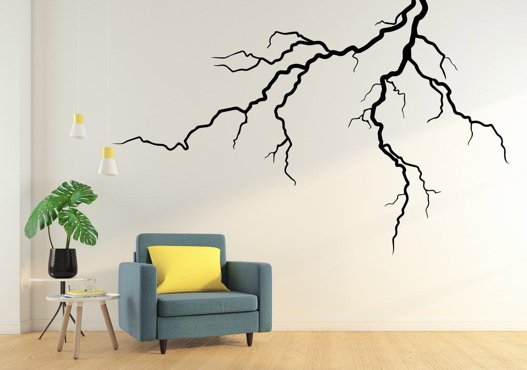 Thunder Bolt Wall Mural Decals Decor, Lightning Strike Wall Decal, Lightning Bolt Wall Decal ...