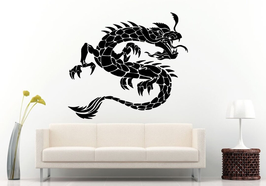 Dragons Tribal Long Tail Wall Decal Vinyl Sticker Mural Room Decor L760 ...