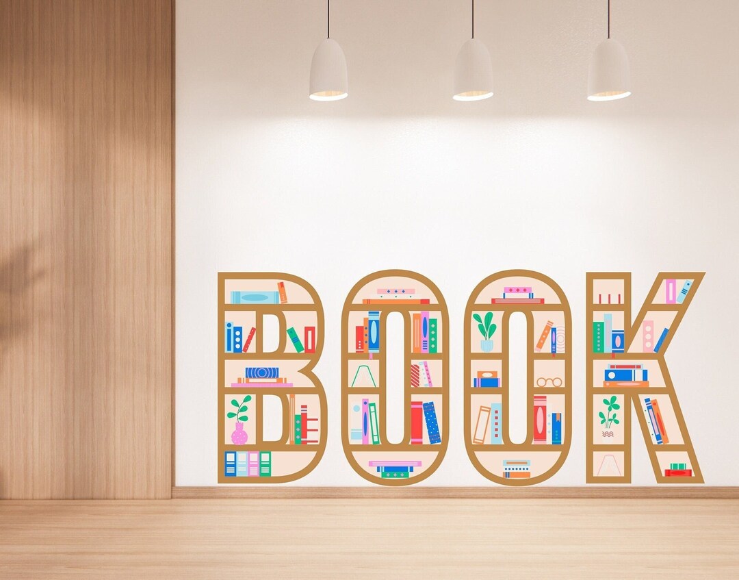 Library Vinyl Wall Art Decals, Books Wall Decor, Book Shelves, Library ...