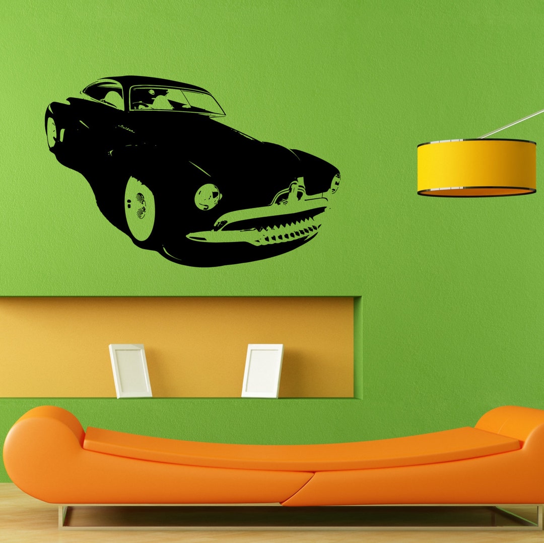 Car Vehicle Automobile Retro Old School Hot Rod Wall Sticker Vinyl ...