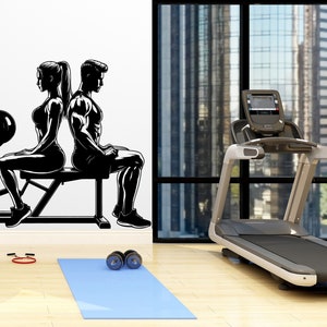 Couple Gym Wall Decal Fitness Wall Art Decor Crossfit Wall Decal ...
