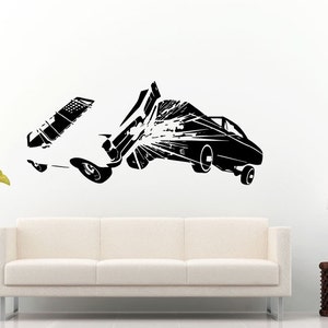 Two Cars Vehicle American Muscle Crashing Wrecking Into Each Other Road ...