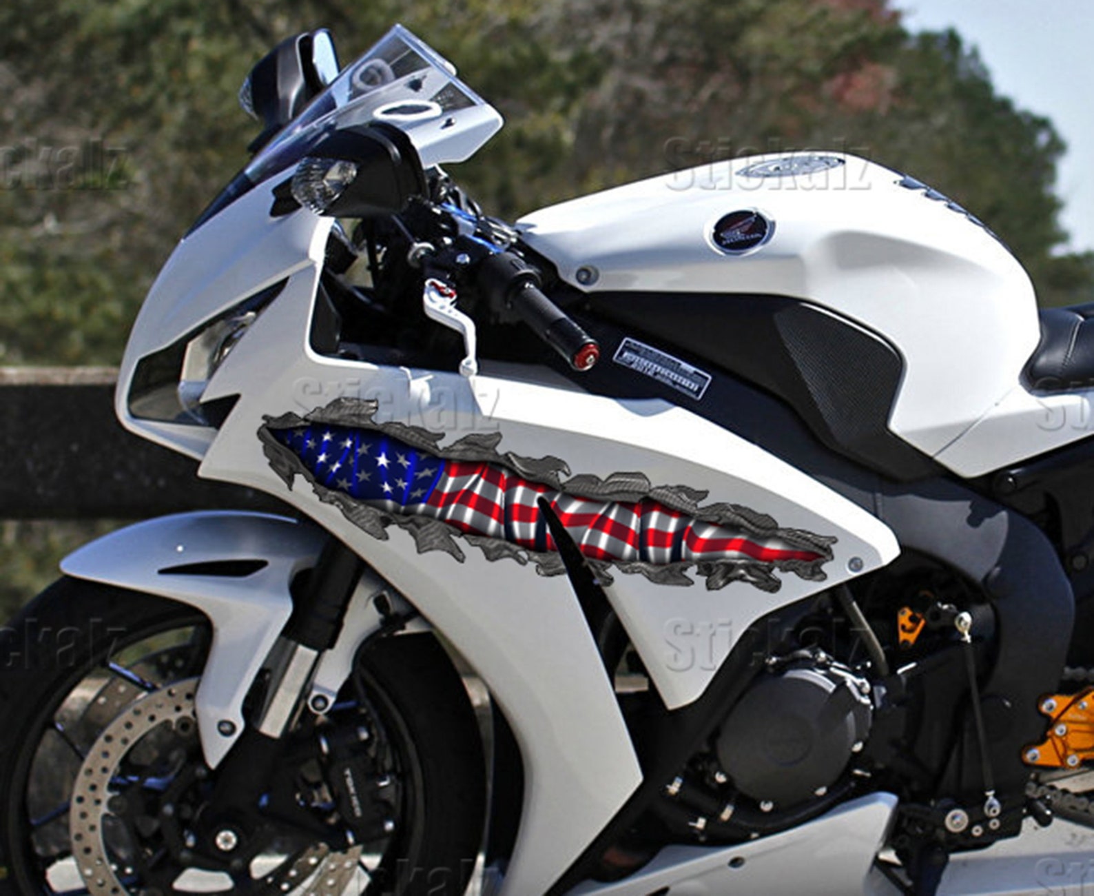 American Flag Decal for Motorcycle US Flag Racing Bike Wrap US Flag ...