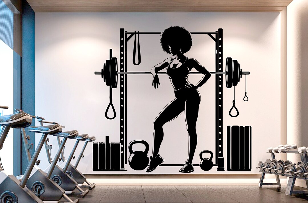 Gym Wall Decal Fitness Wall Art Custom Name Decor Crossfit Wall Decal ...