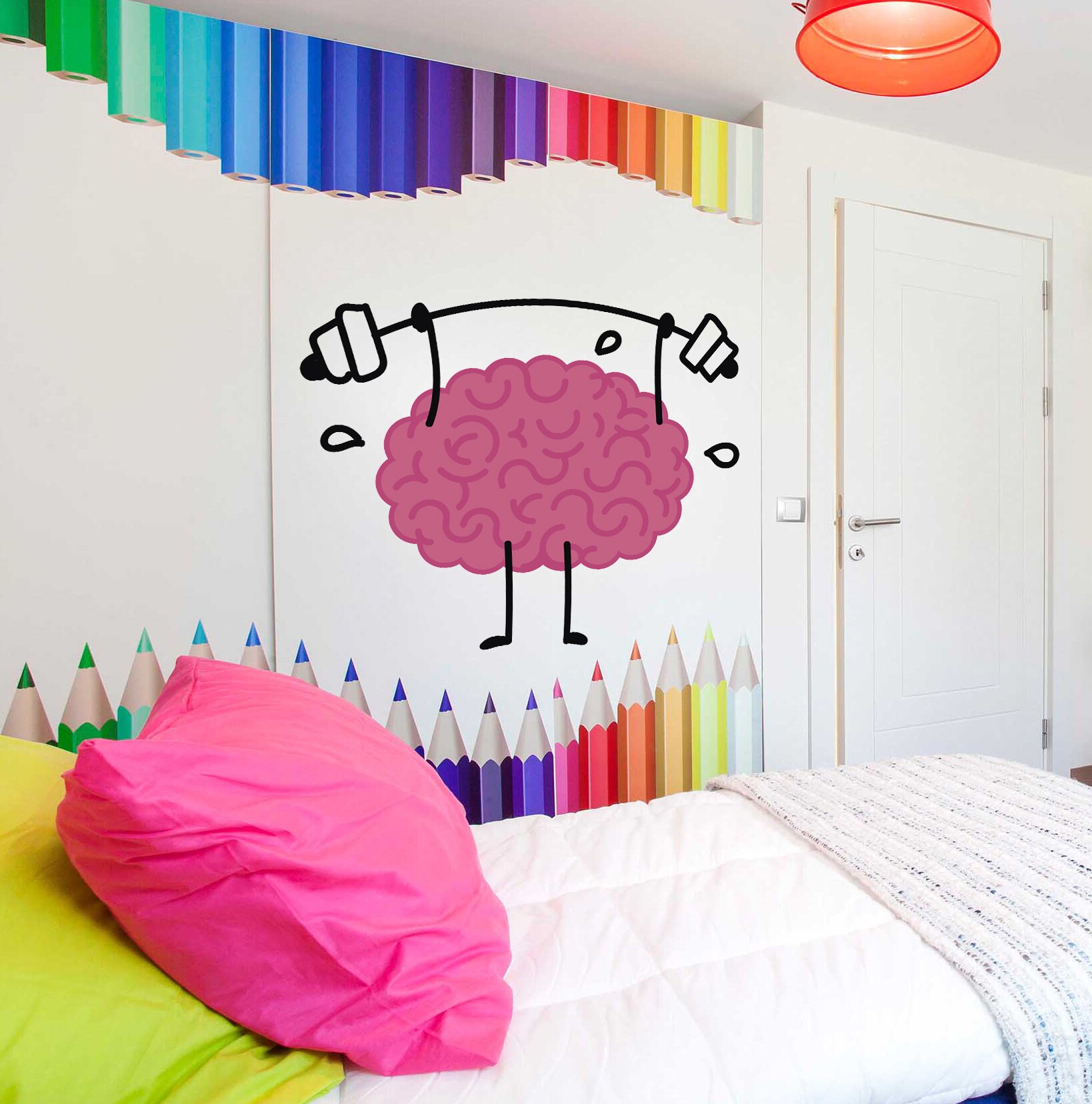 Brain Muscle Barbell Wall Decal, Brain Muscle Brain Wall Sticker, Brain ...