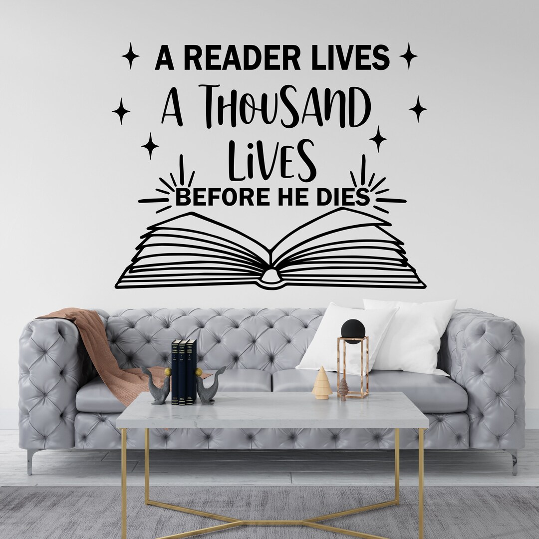 Library Vinyl Wall Art Decals, Book Shelves Decor, Library Wall Decal ...