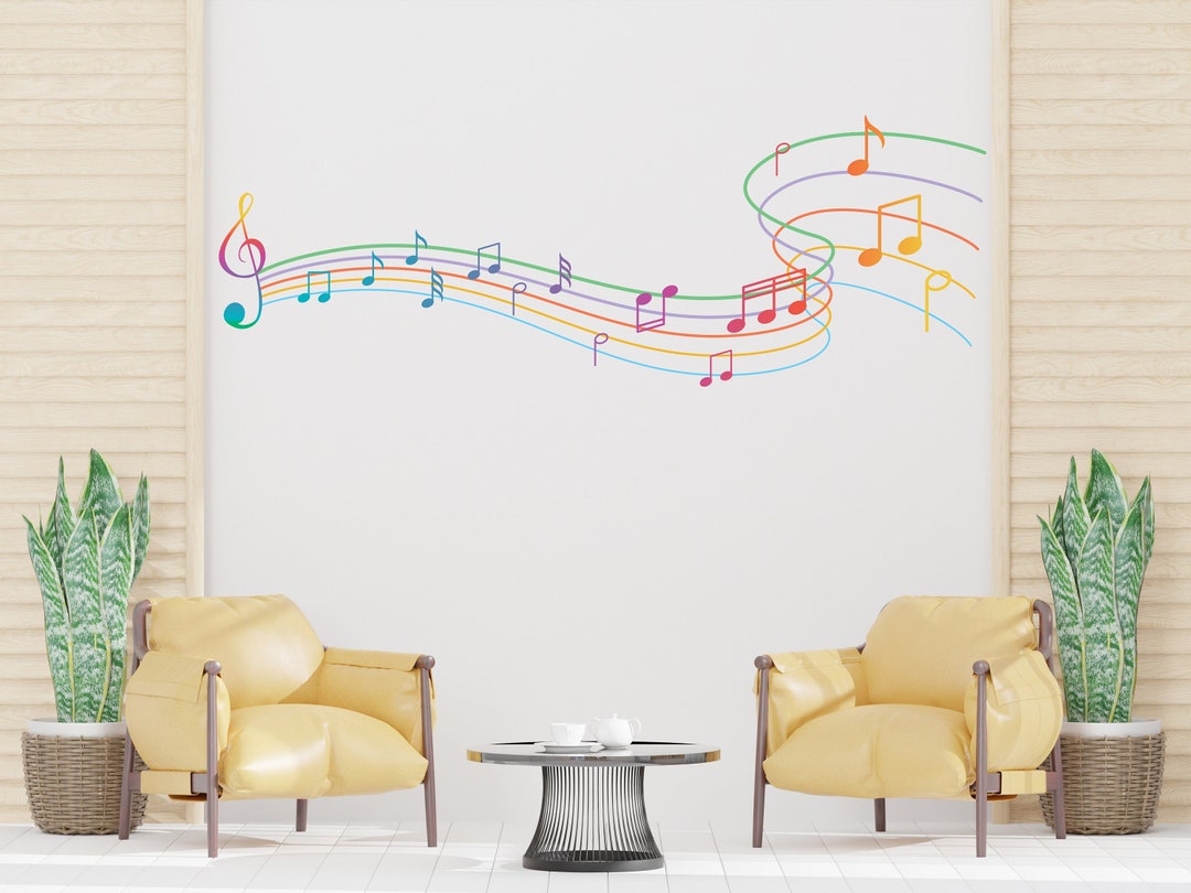 Music Wall Art Decal, Music Notes Wall Decor, Music Wall Sticker, Music ...
