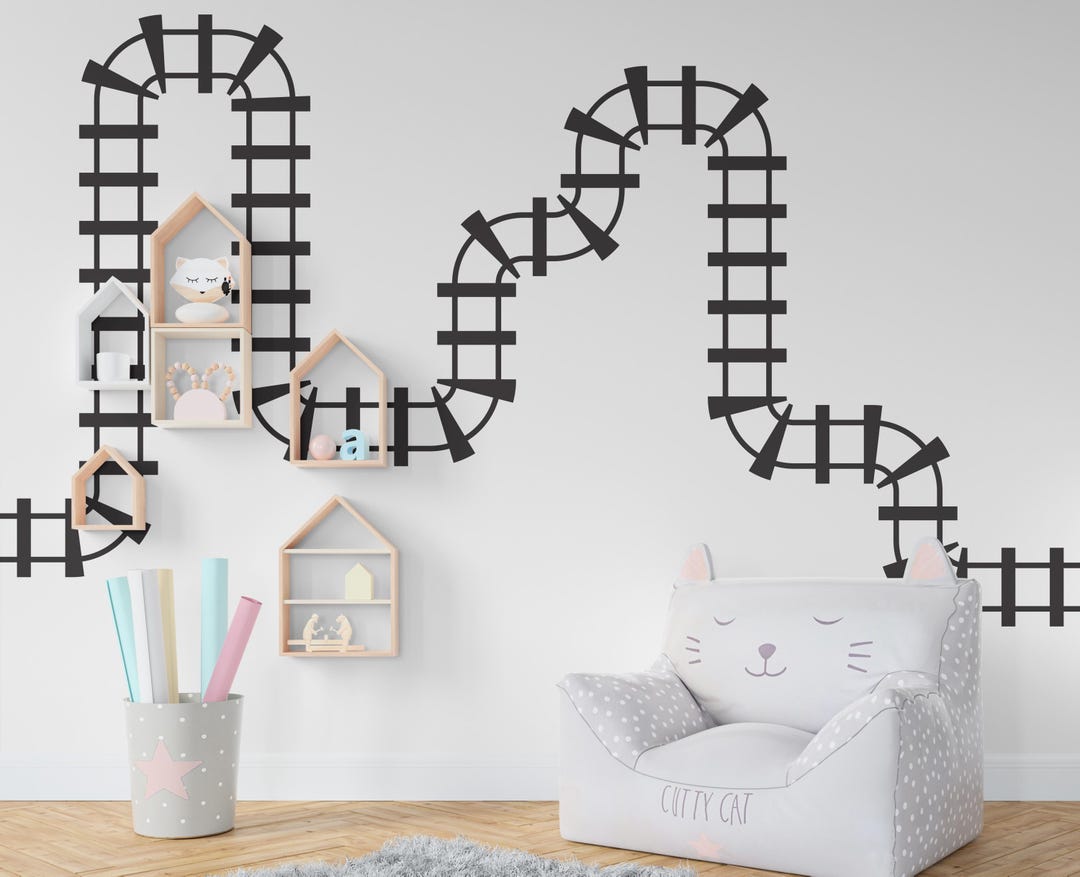 Train Tracks Wall Decal Railroad Vinyl Sticker Track Train Wall Decor ...