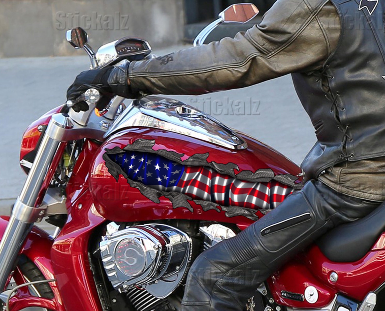 American Flag Decal for Motorcycle US Flag Racing Bike Wrap US Flag ...