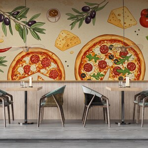 Vintage Pizzeria Wallpaper – Italian Pizza Wall Mural With Rustic Food ...