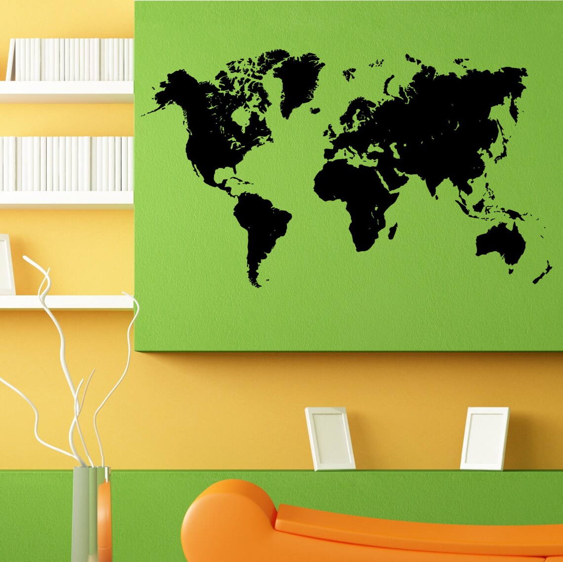 Earth Globe World Map Design Wall Sticker Vinyl Mural Decal | Etsy