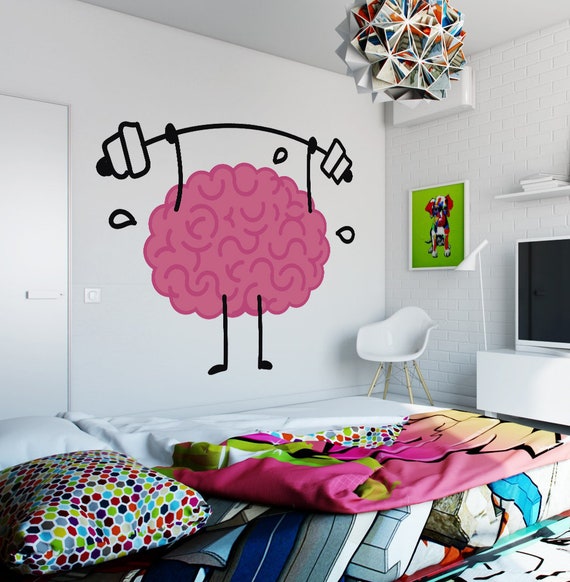 Brain Muscle Barbell Wall Decal Brain Muscle Brain Wall | Etsy