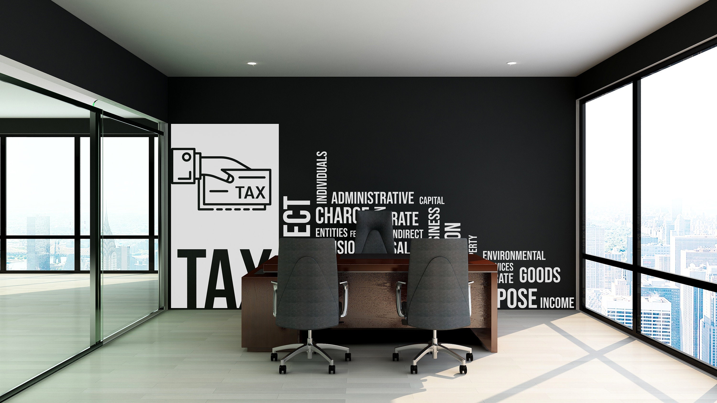 Tax Wall Decor Office Wall Decal Finance Idea Teamwork Business Worker ...