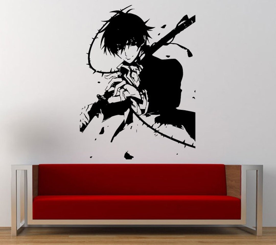 Anime Warrior Male Boy Guy Samurai Sword Wall Graphic Decal Sticker ...