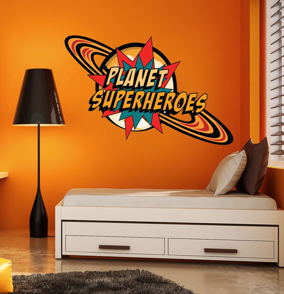 Superhero Planet Wall Decal Superhero Planet Wall sticker | Etsy