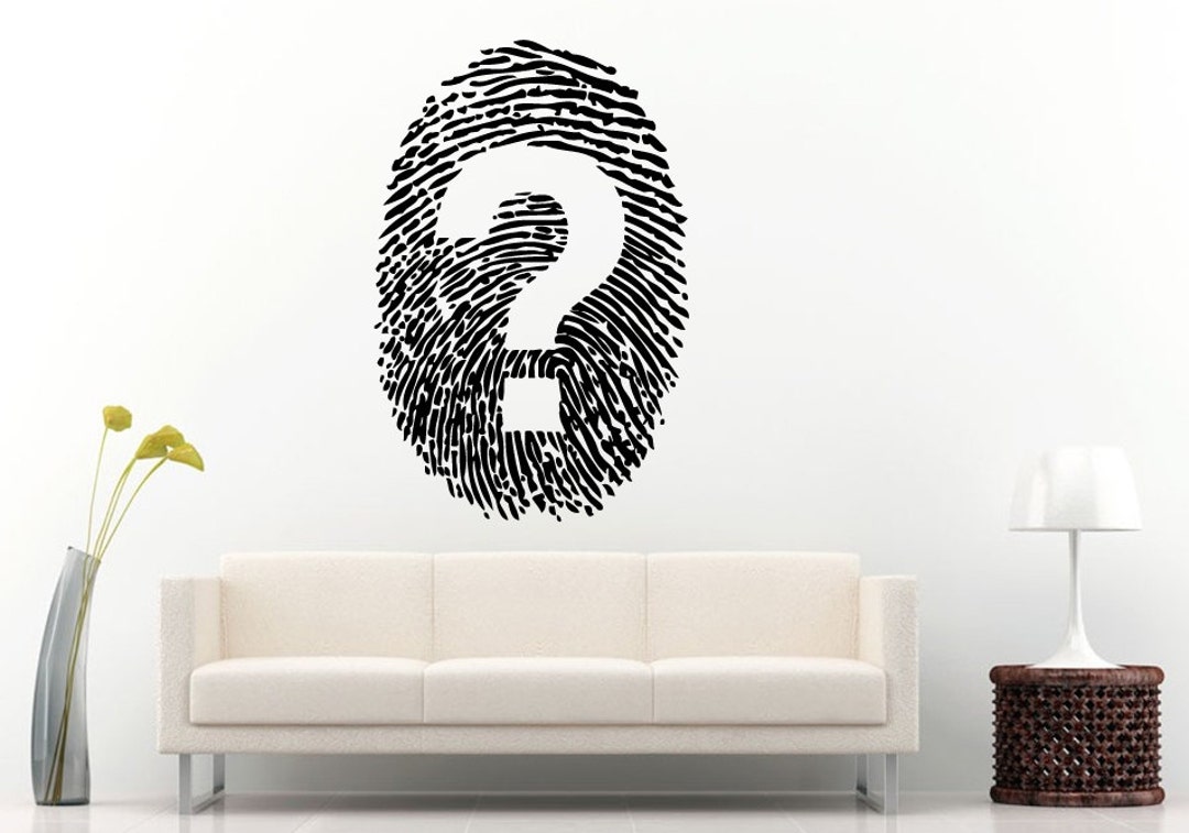 Finger Print Question Mark Identity Sign Wall Decal Vinyl Sticker Mural ...