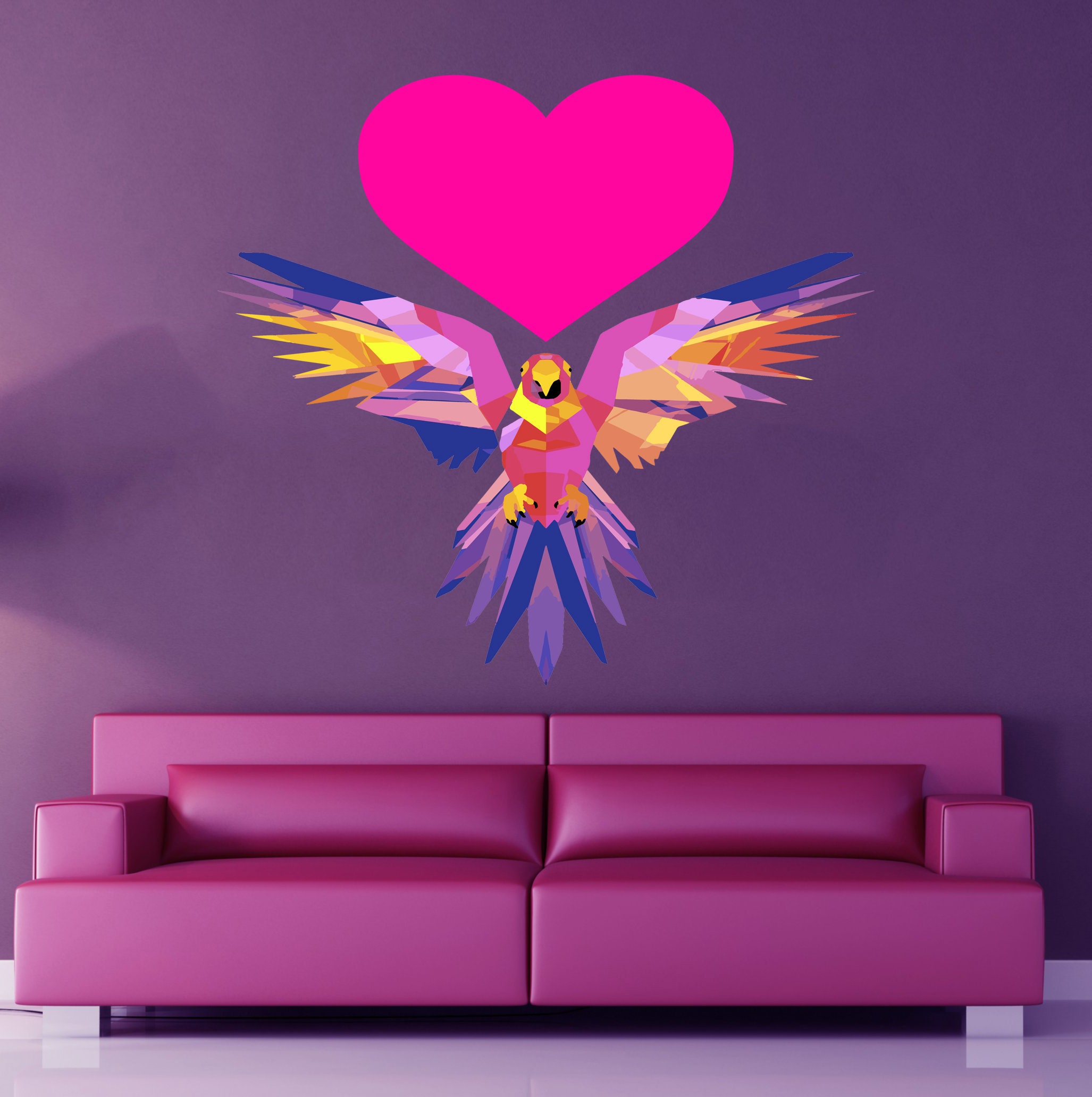 Parrot Heart Wall Decal Bird Heart Wall sticker Parrot Heart | Etsy