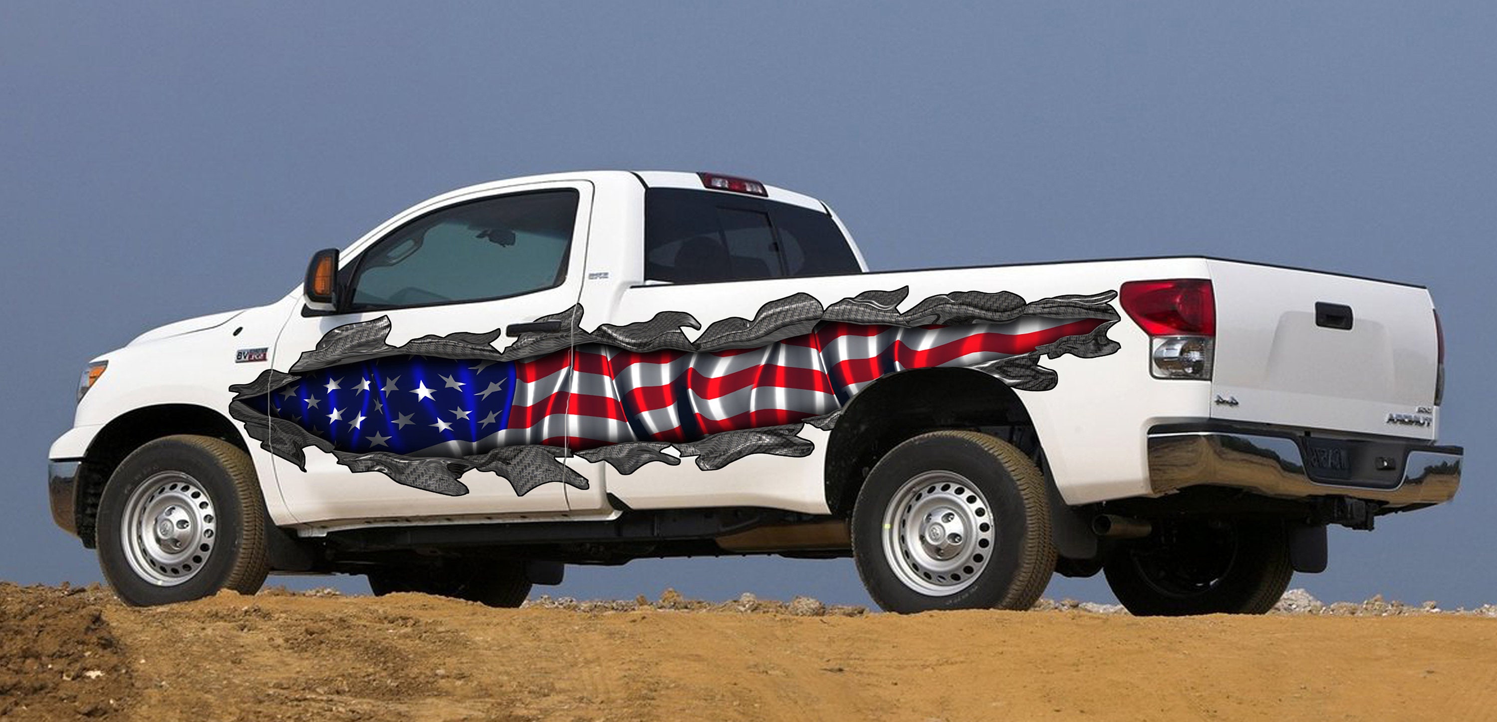 American Flag Full Color Car Side Graphics, USA Flag Car Vinyl Decal ...