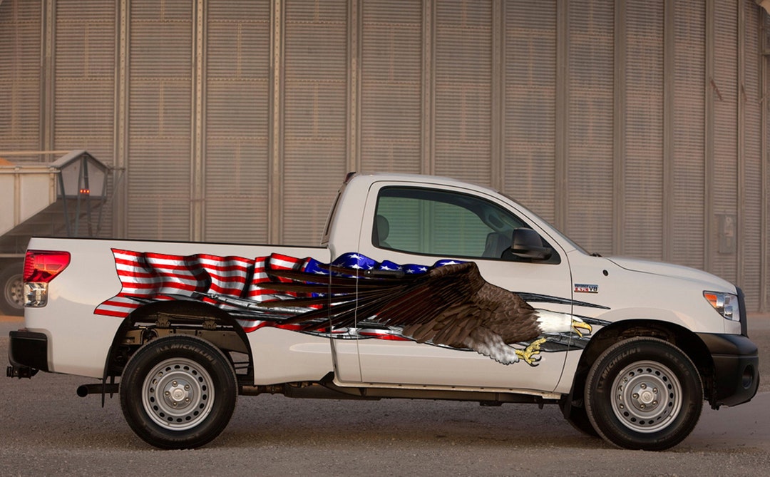 US Pride Car Vinyl Decal, USA Flag Full Color Car Side Graphics, US ...