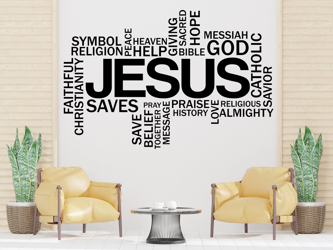 Jesus Word Cloud, Religious Wall Sign, Christian Wall Words, Church ...