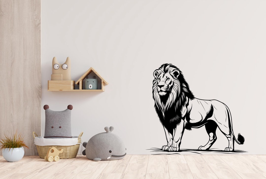 Lion Wall Decals, Lion Wall Sticker, Lion Wall Art, Animals Wall Vinyl ...