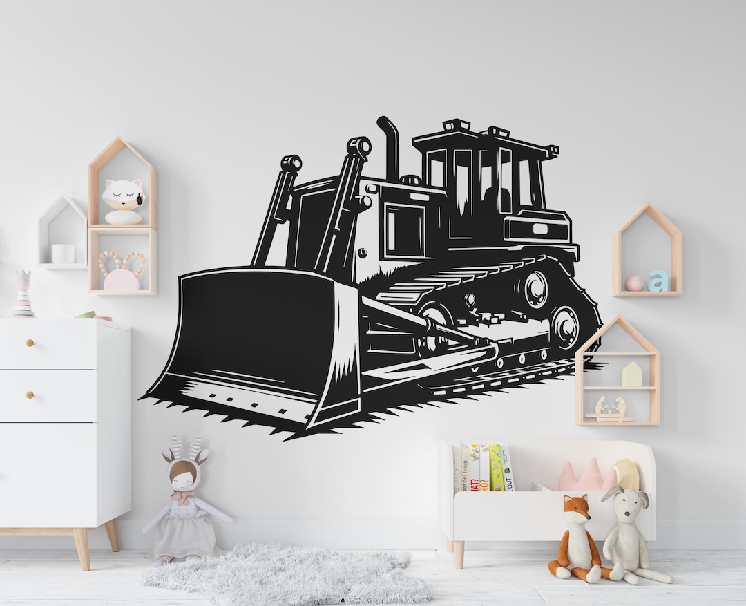 Bulldozer Wall Decal Construction Bulldozer Truck Wall Decal Kids Decal ...