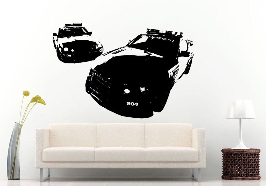 Two Police Cop Patrol Cars Vehicles Wall Decal Vinyl Sticker Mural Room ...