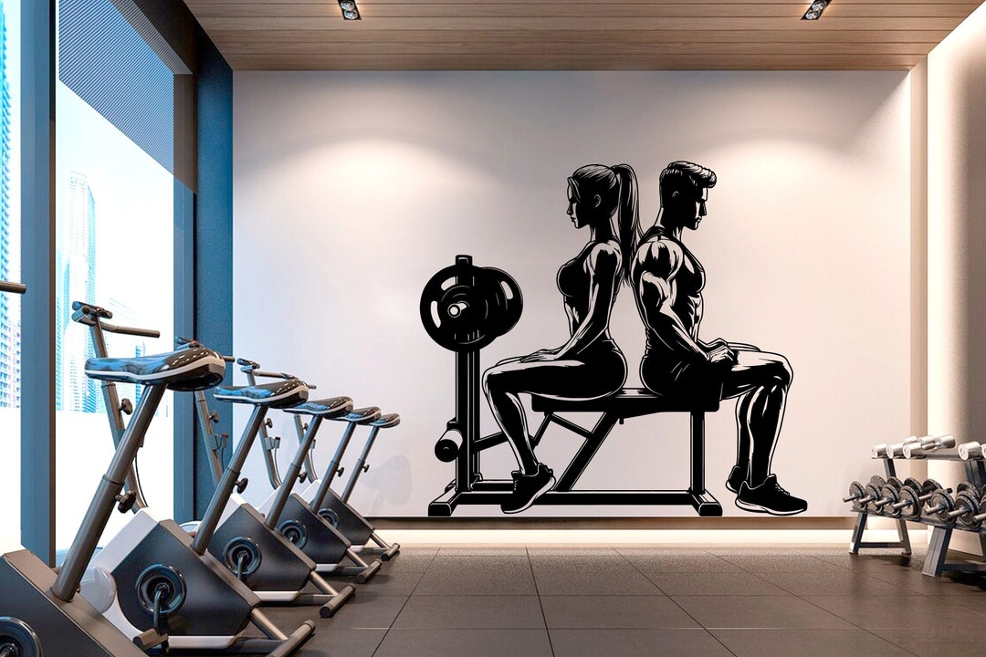 Couple Gym Wall Decal Fitness Wall Art Decor Crossfit Wall Decal ...