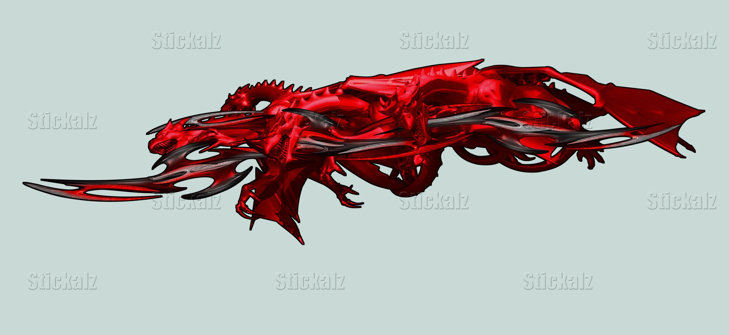 Red Dragon Bike Sticker, Dragon Dirt Bike Full Color Vinyl Sticker ...