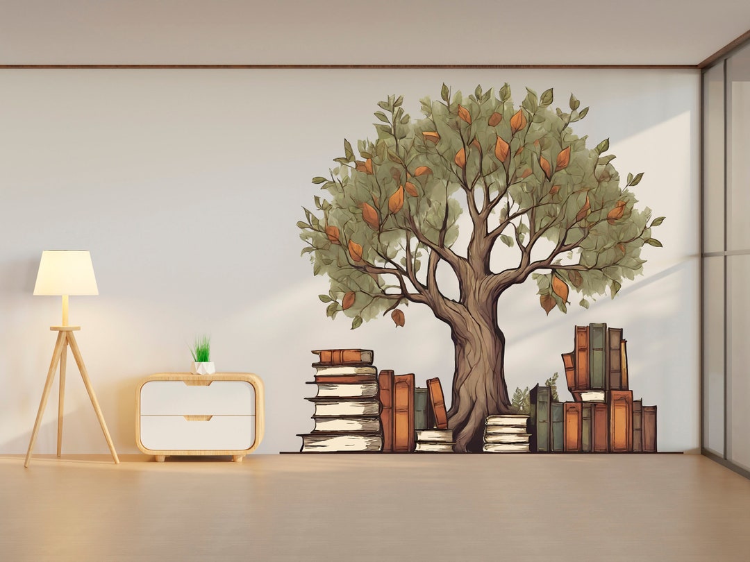 Library Tree Wall Art Decal, Library Wall Decal, Education Decals, Kids ...