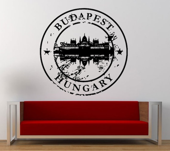 Budapest Hungary Stamp Wall Decal Sticker Vinyl Mural Leaving - Etsy