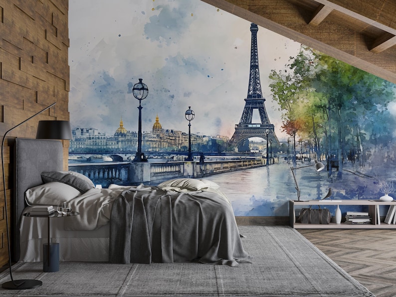 Paris Eiffel Tower 3D Wallpaper Mural – Stylish Wall Decor, Modern Bold ...