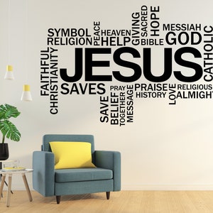 Jesus Word Cloud, Religious Wall Sign, Christian Wall Words, Church ...