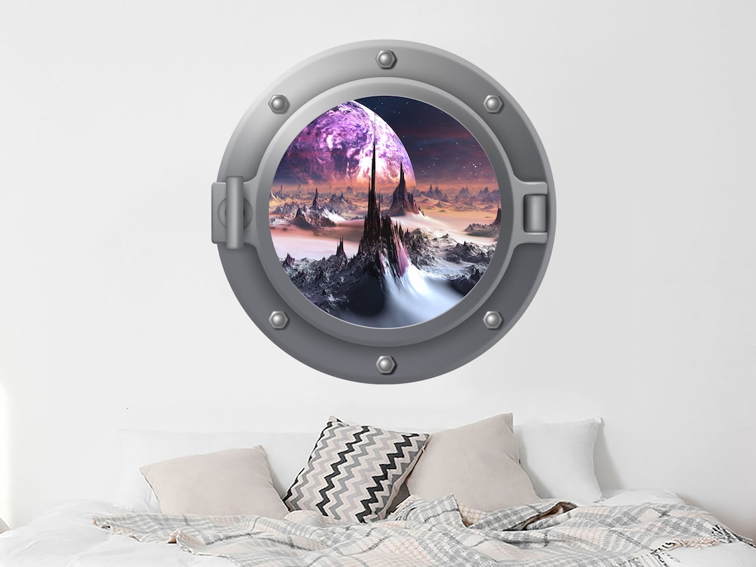 3D Space Porthole Wall Decal. Outer Space Vinyl Sticker Murals. Galaxy ...