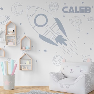 Large Name Rocket Wall Decal Planet Wall Sticker Constellation Art ...