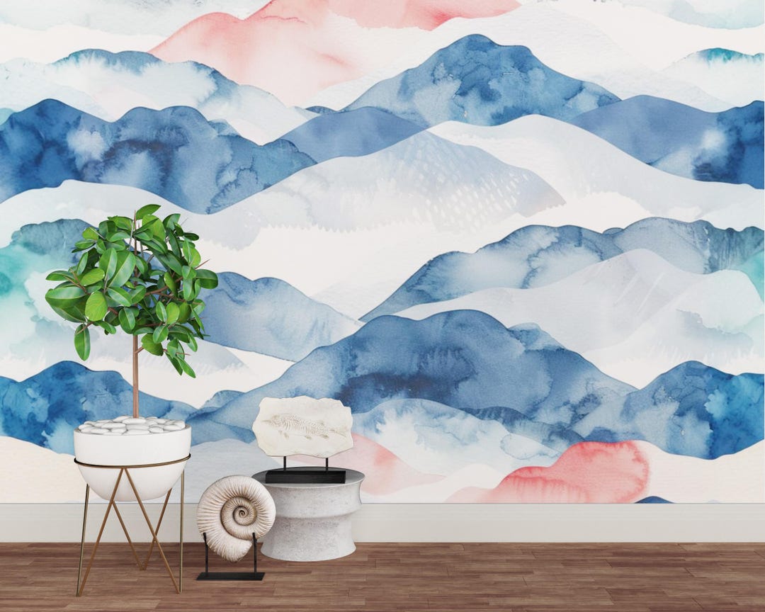 Japanese Mountain Wallpaper Wall Graphics Japanese Pagoda Peel and ...