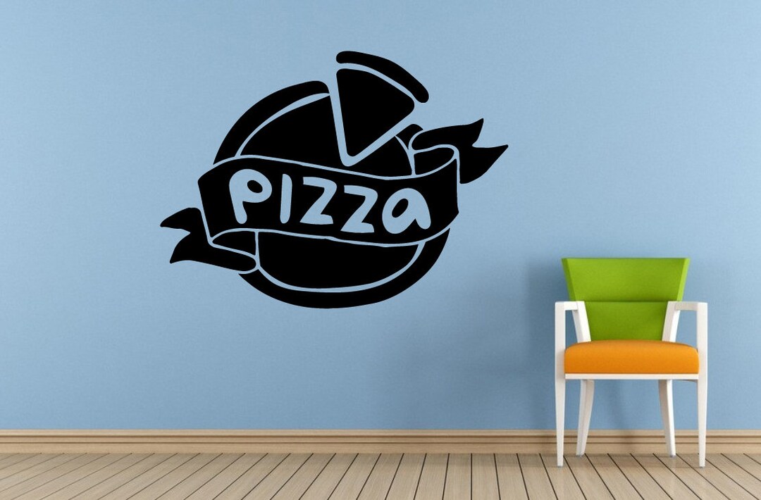 Pizza Slice Food Word Logo Sign Emblem Shop Window Wall or Car Vinyl ...
